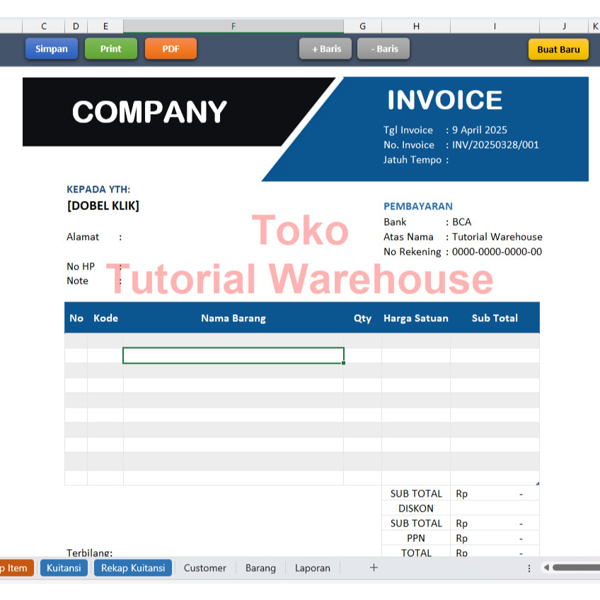 Jual Template Excel GSheets Invoice & Kuitansi Otomatis | Shopee Indonesia