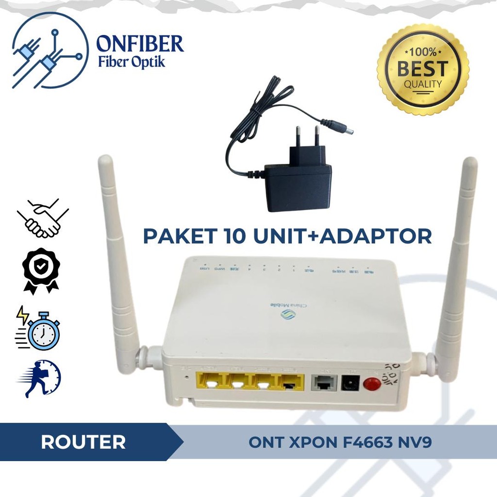 Jual PAKET 10 UNIT Router ONT XPON ZTE F663NV9 + Adaptor 12V / Modem ...