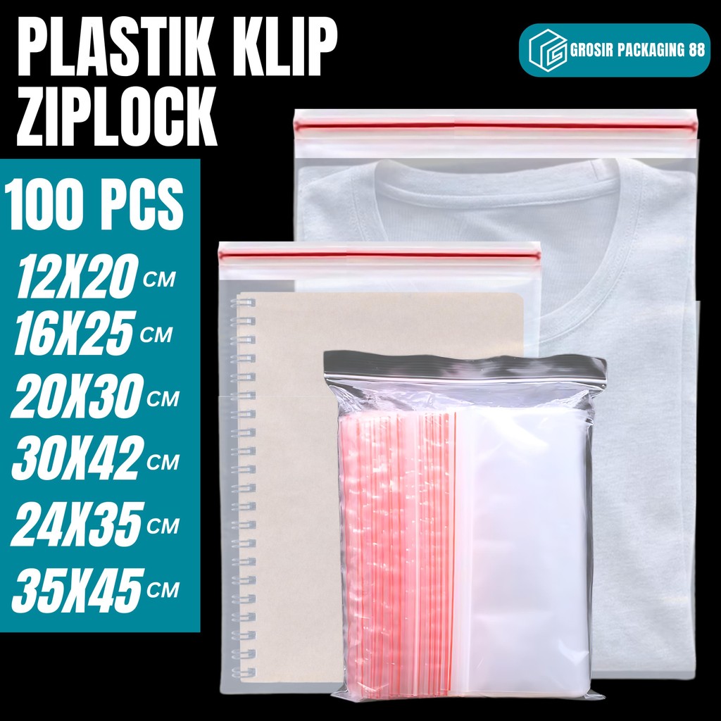 Jual ISI 100 - Plastik Klip Ziplock BESAR 12X20 16X25 20x30 25X35 30X40 ...