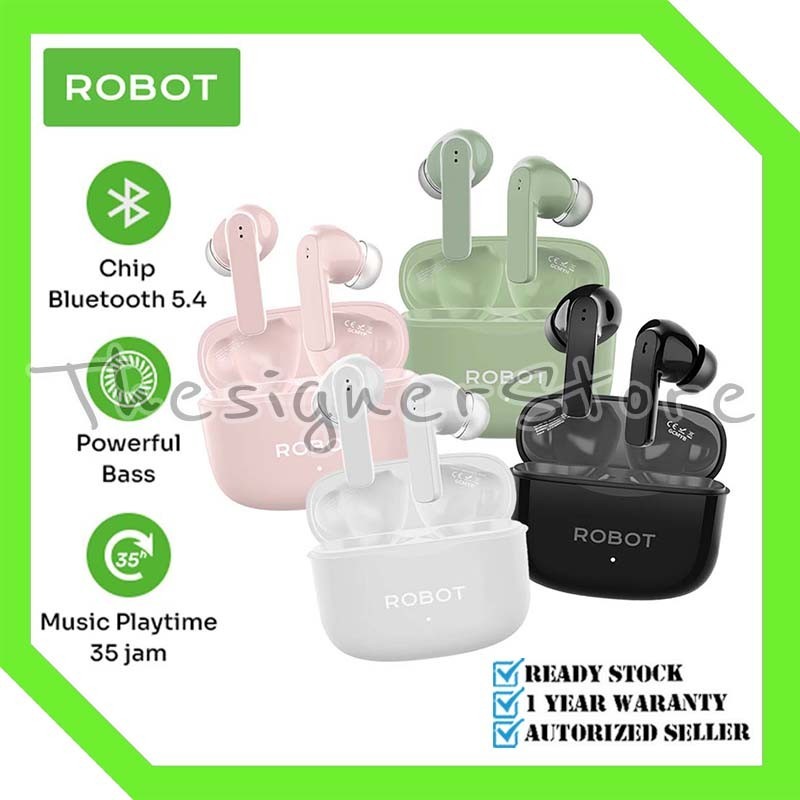 Jual ROBOT T70E TWS Earphone Airbuds Deep Bass Bluetooth 5.4 Original ...