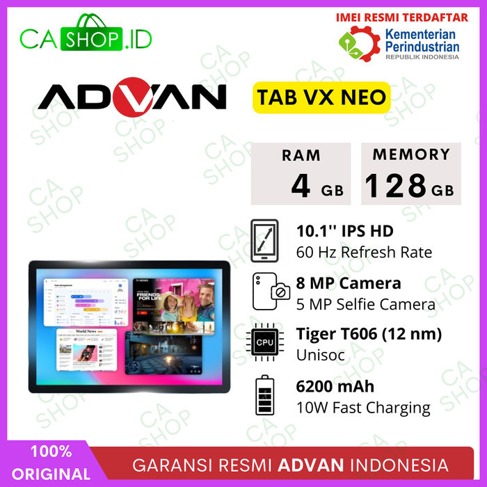 Jual Advan Tab VX Neo - 4GB 128GB (4/128) - Tablet 10" IPS Display 4G LTE - New Original Garansi ...
