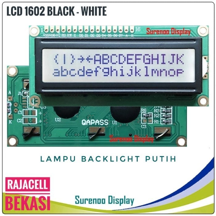 Jual RONIX LCD 1602 Display 16x2 White Backlight Putih Text Hitam for ...