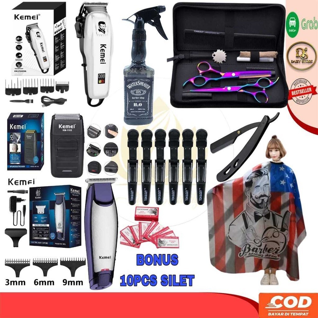 Jual [COD] Paket Alat Cukur Rambut Elektrik Kemei 809 Kemei 1102 Kemei 5021 Profesional ...