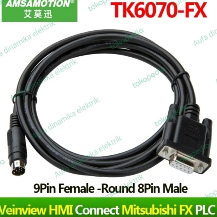 Jual AC99 Kabel Hmi Weinview To PLC FX Mitsubishi RS485 8p mini din male 9p Fema - 3 Meter ...
