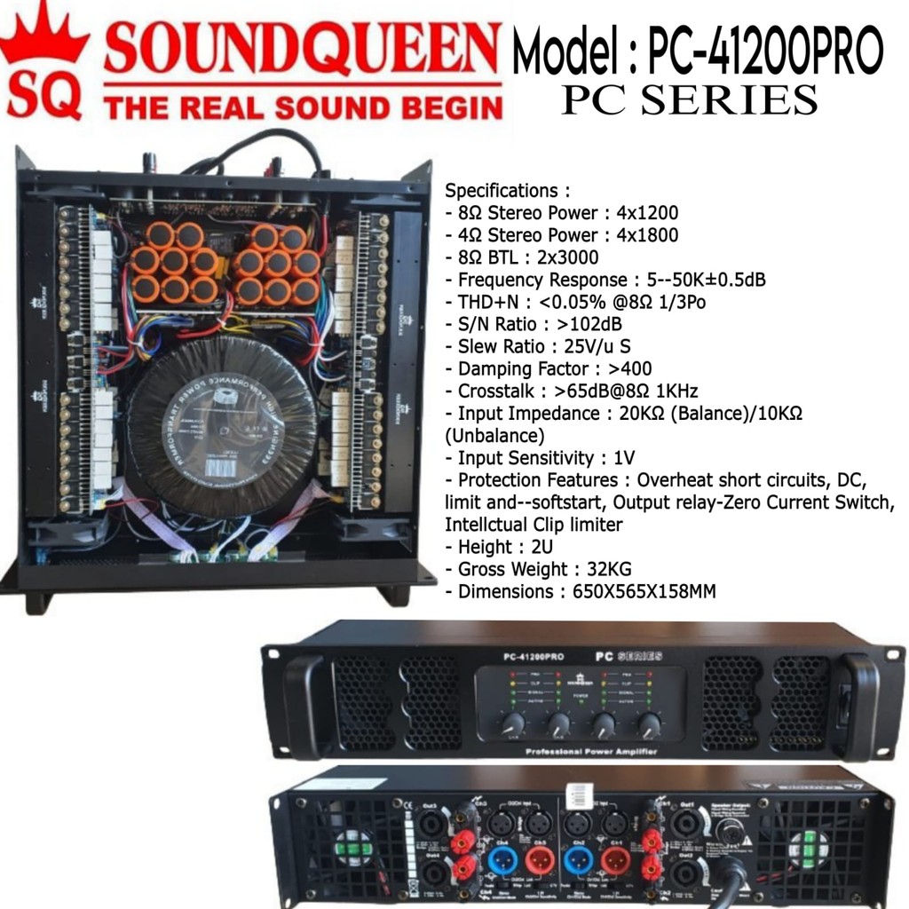 Jual POWER AMPLIFIER SOUNDQUEEN PC - 41200 4CH 4X1200 WATT Power sound ...