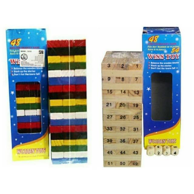 Jual Blok balok kayu wooden angka mini kecil stacko tower stack ...