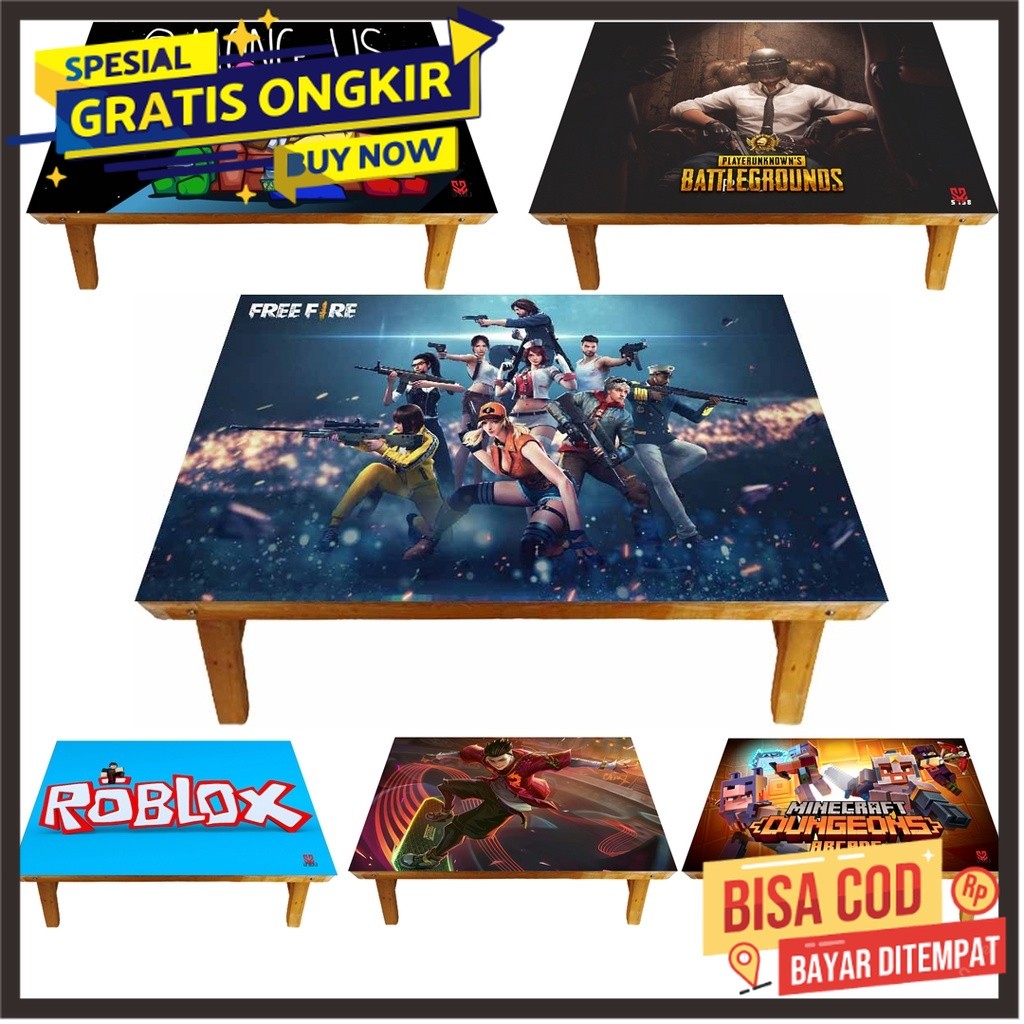 Jual Meja kayu Lipat Karakter FREE FIRE PU BG MOBILE LEGENDS AMONG US ...