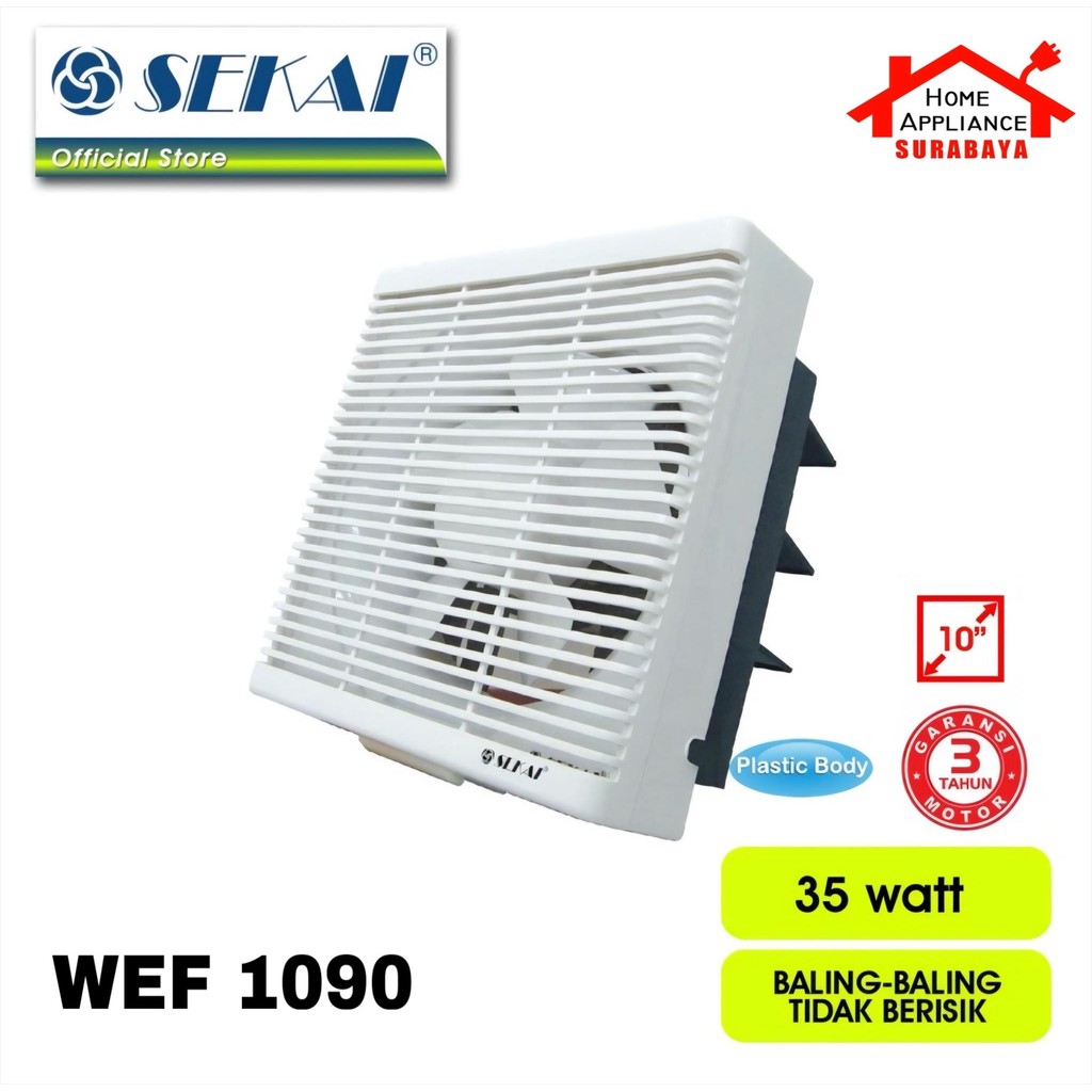 Jual SEKAI Exhaust Fan Dinding - Kipas Angin Hexos 10 Inch WEF 1090 ...