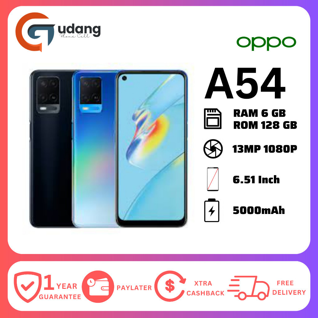 Jual Smartphone HP A54 6/128 GB 5000 mAh, Fast Charging, Garansi 1 ...