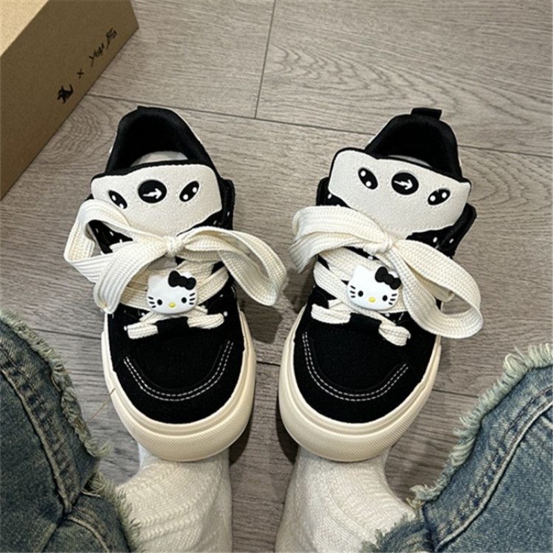 Jual Sanrio Hello Kitty Versatile Black Casual Platform Shoes 2000s ...