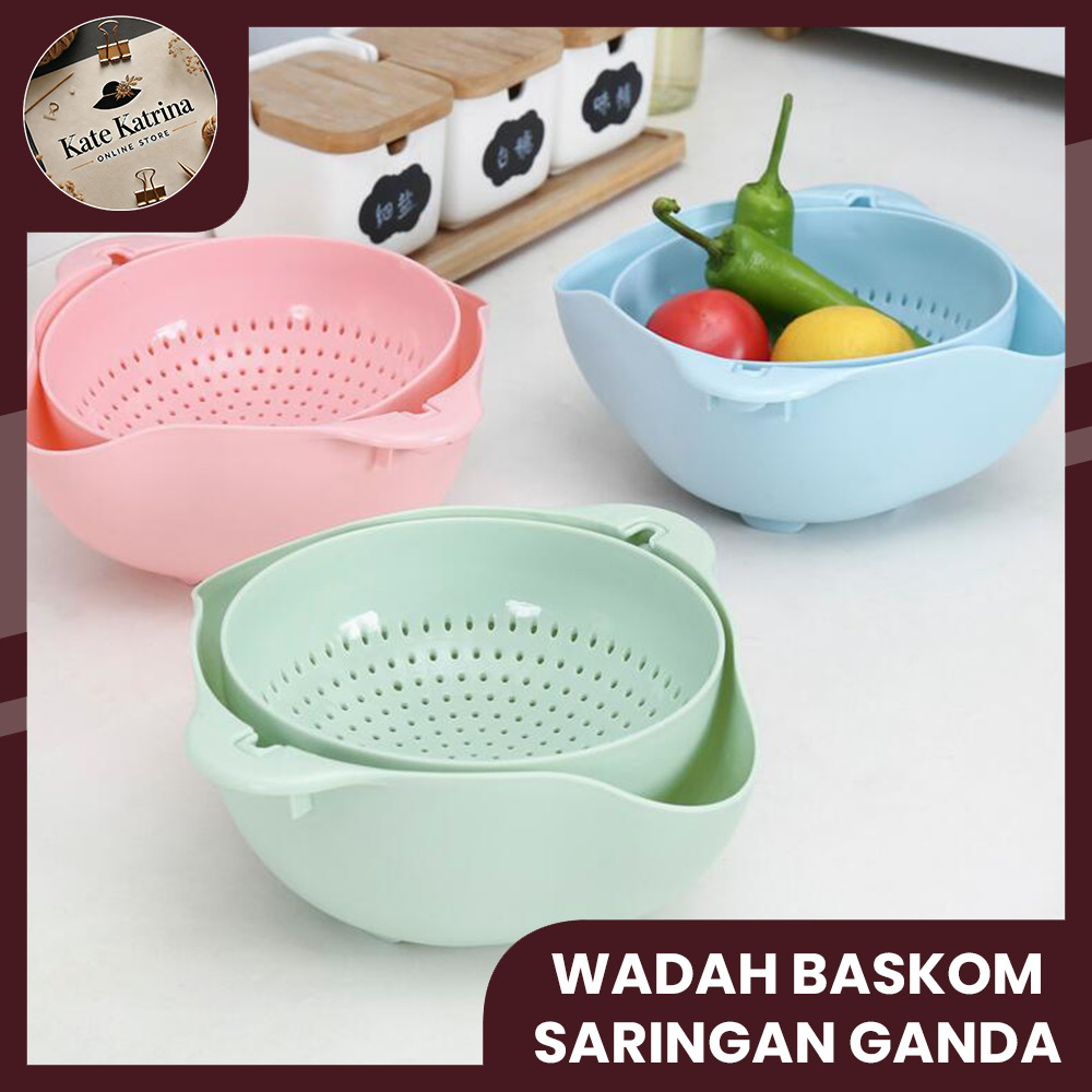 Jual KK BASKOM SARINGAN GANDA PENCUCI BUAH SAYURAN SERBAGUNA | Shopee ...