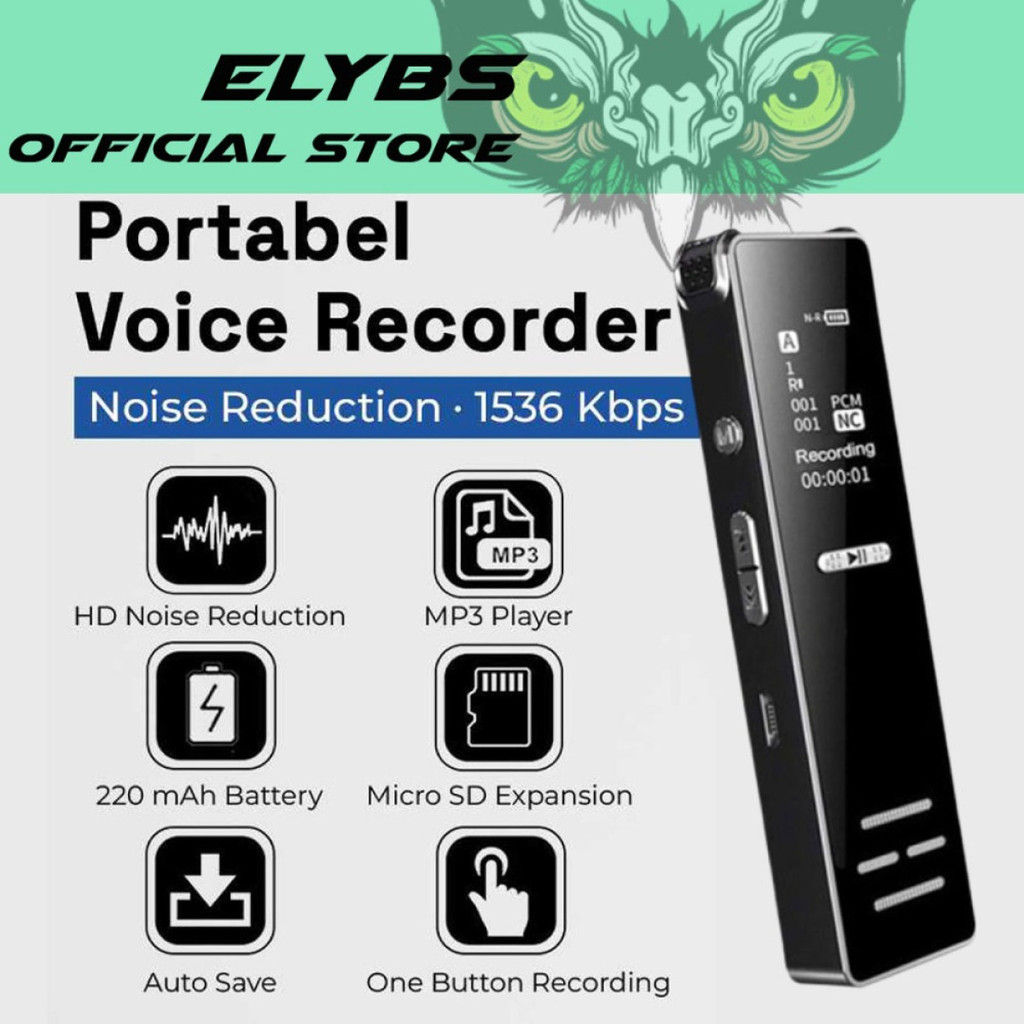 Jual Perekam Suara Voice Recorder Sound Portabel Noise Reduction MP3 ...