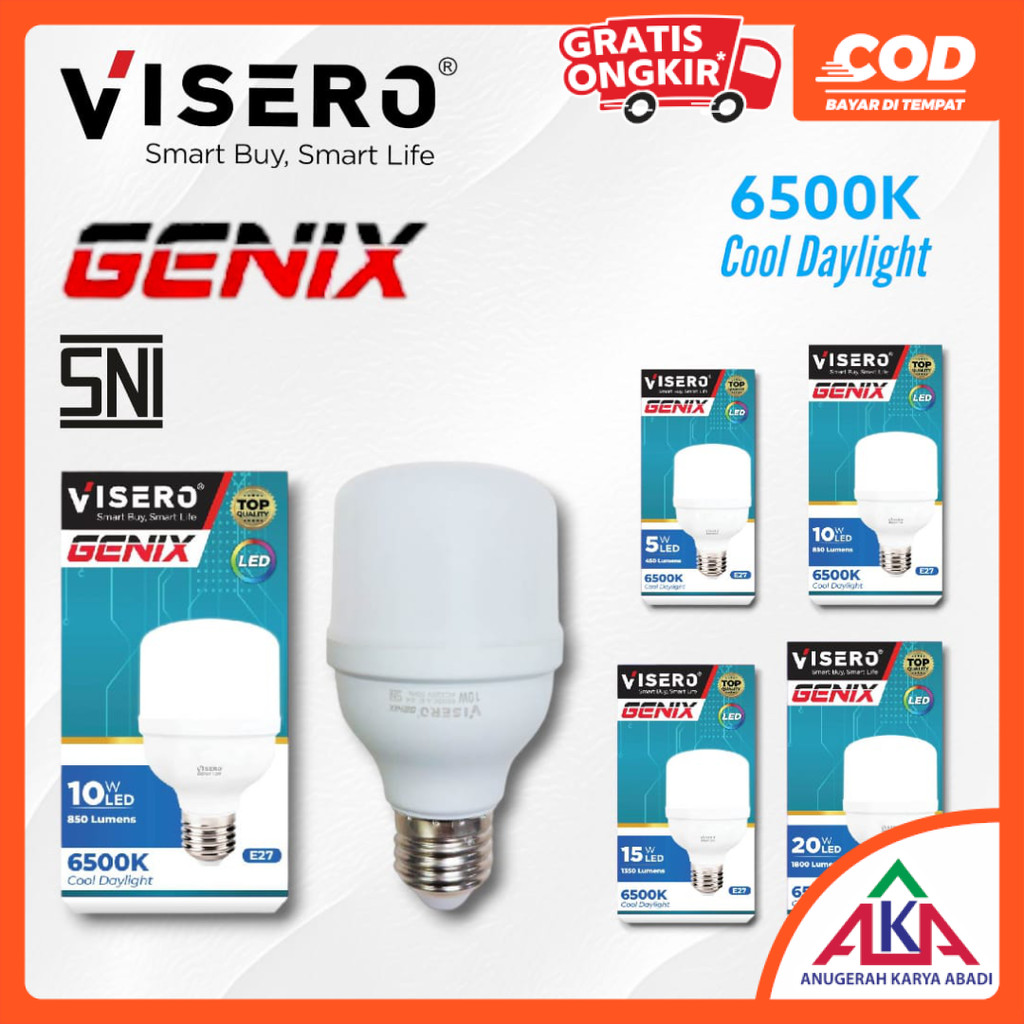 Jual VISERO GENIX Bohlam Lampu LED Capsule 5W 10W 15W 20W Cool Daylight Putih E27 SNI | Shopee ...