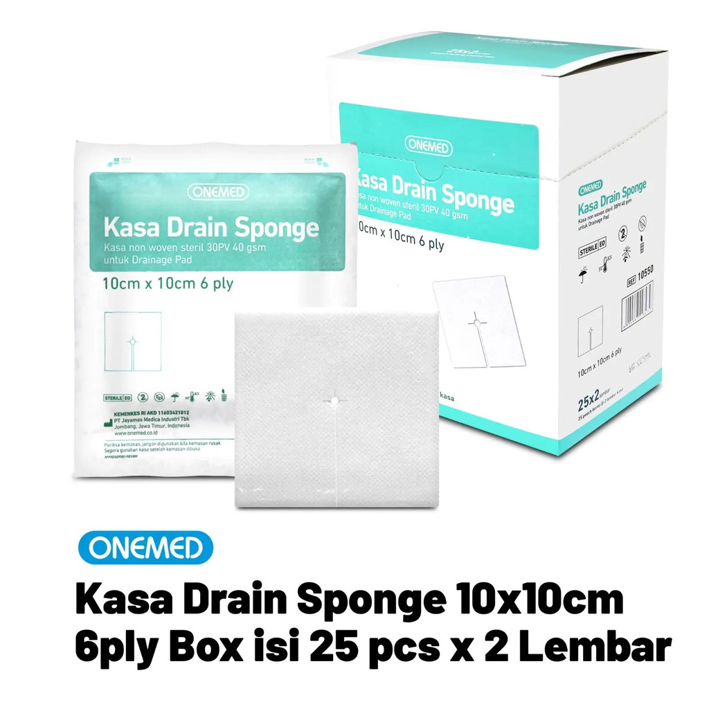 Jual Onemed Kasa Drain Sponge 10 x 10 Cm 6 Ply isi 25 x 2 Lembar / Box ...
