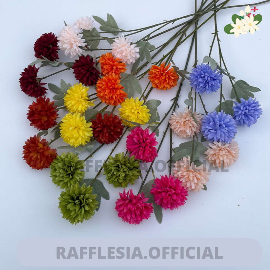 Jual Artificial Flower Snow PomPom Bunga Pingpong 3 Cabang Bunga Palsu ...
