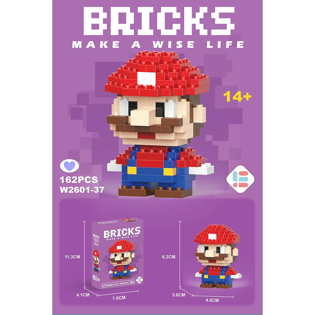 Jual Ltoys Mainan Balok Susun Karakter Mario LEGO Figure 162PCS ...