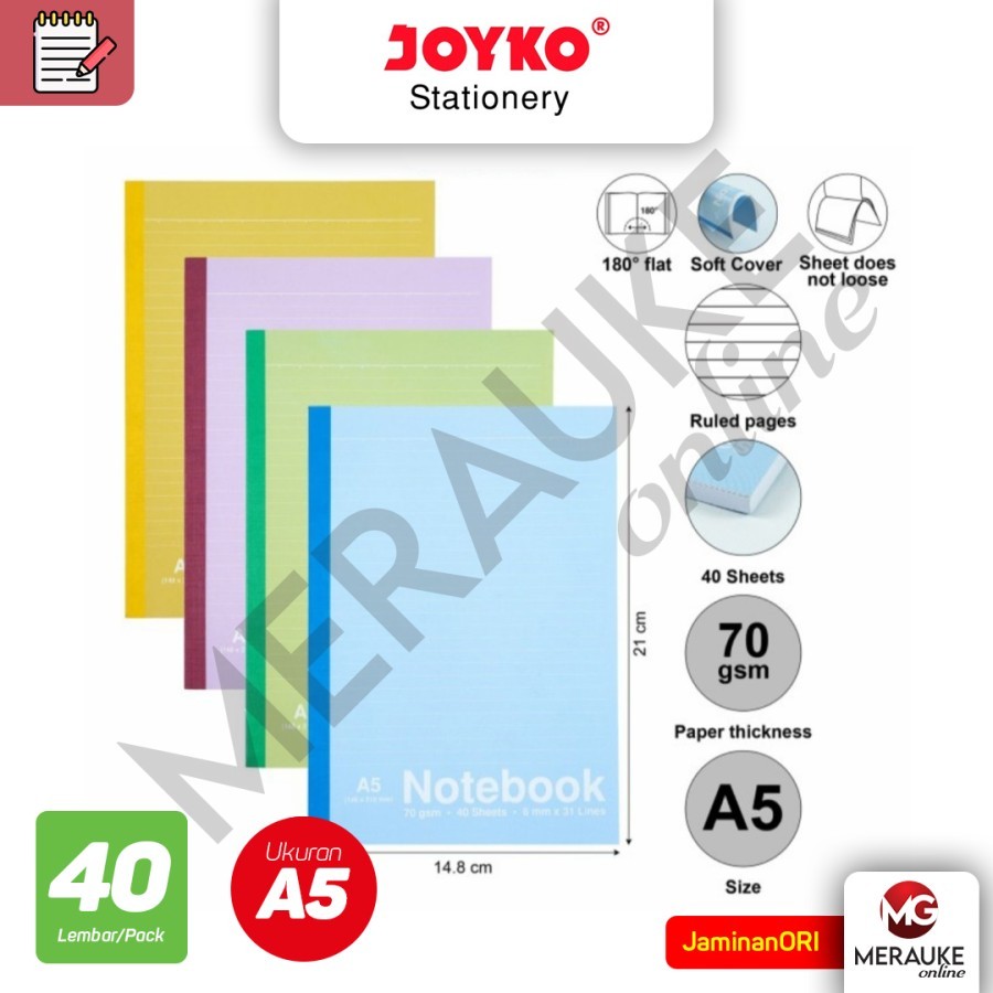 Jual JOYKO Buku Tulis Catatan Bergaris / Ruled Notebook NB-704 A5 ...