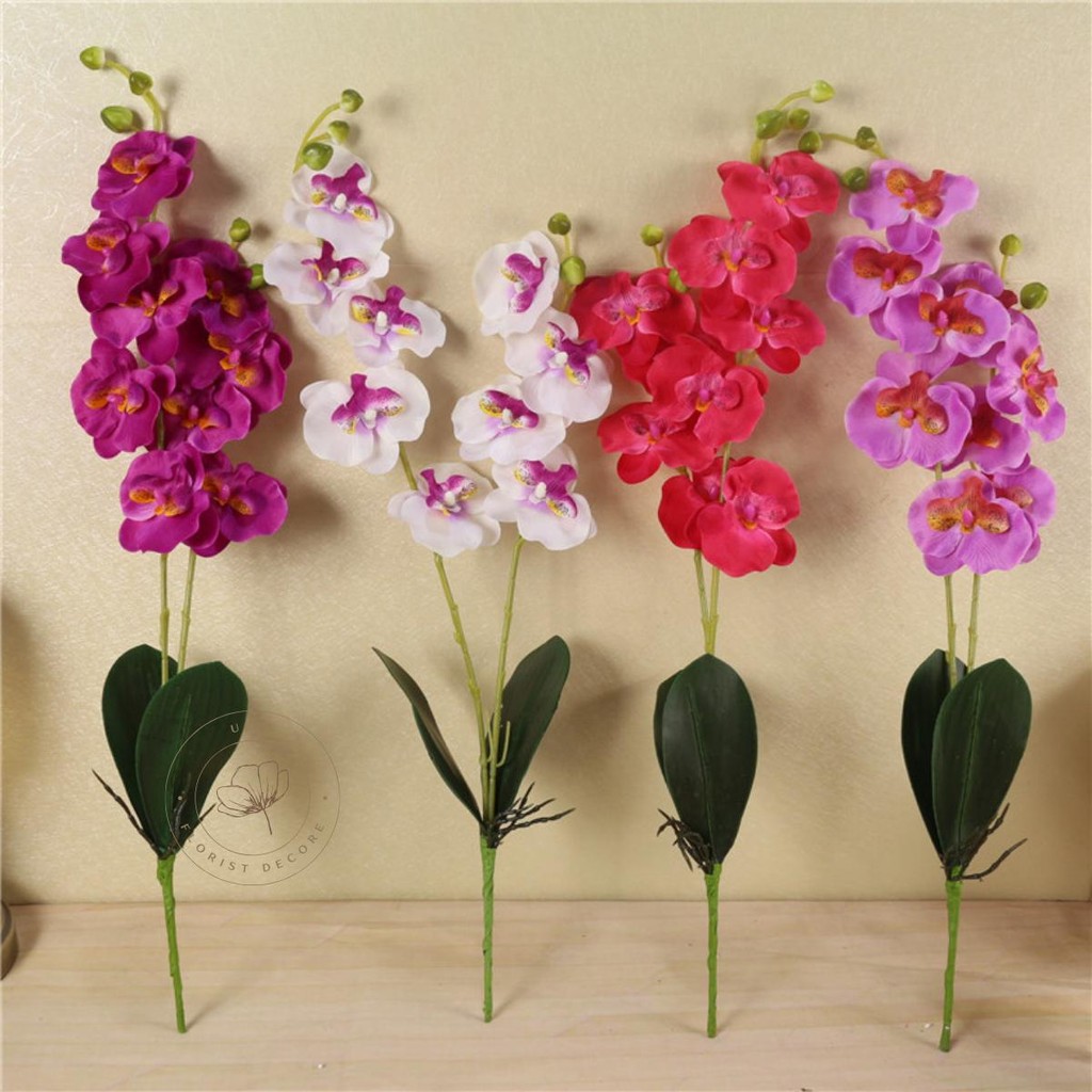 Jual Bunga Anggrek Artificial 58CM Orchid Jumbo 3D Real Touch Premium ...