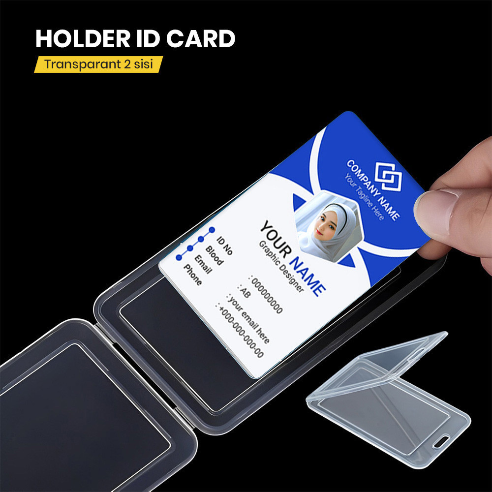 Jual HOLDER ID CARD 2 SISI TRANSPARANT / FRAME NAME TAG BUKA TUTUP ...
