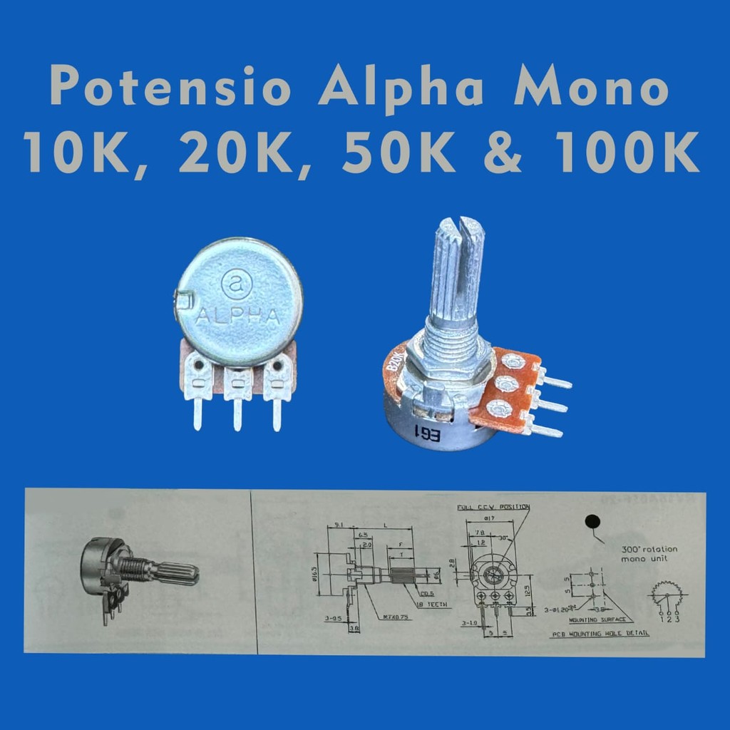 Jual POTENSIO MONO ALPHA 10K 20K 50K 100K Potensio alpha mono | Shopee ...