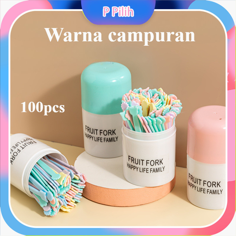 Jual Ready 100Pcs / Garpu Kue / Garpu Plastik / Garpu Buah / Garpu ...