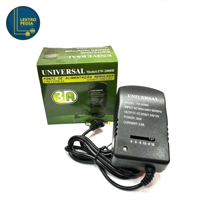 Jual Adaptor Multi Universal 3A 3V 5V 6V 7.5V 9V 12V 2 jack 3000ma ...