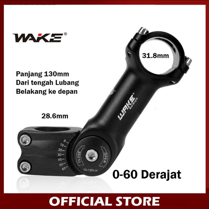Jual Wake Stem Sepeda MTB Rise Adjustable 0-60 Derajat 130mm OS 31.8mm ...