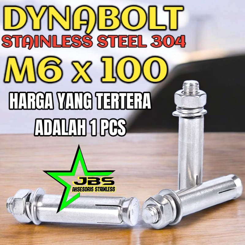 Jual DYNABOLT SS 304 M6×100 - DINABOLT - ANCHOR BOLT STAINLESS | Shopee Indonesia