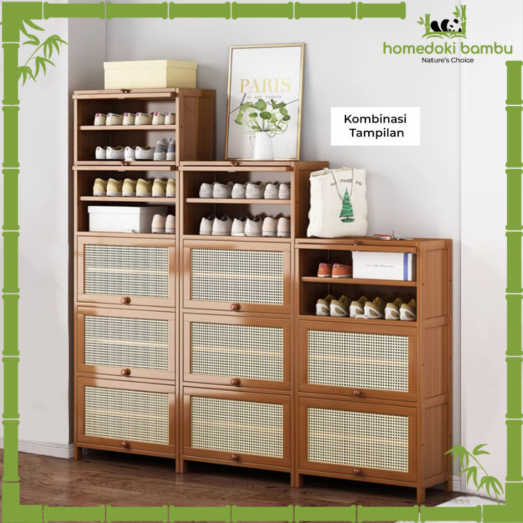 Jual Homedoki Bambu - Lemari Sepatu Tertutup / Rak Sepatu Sederhana ...