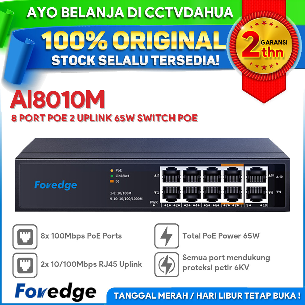 Jual FOREDGE AI8010M 8 PORT POE 2 UPLINK 65W SWITCH POE | Shopee Indonesia