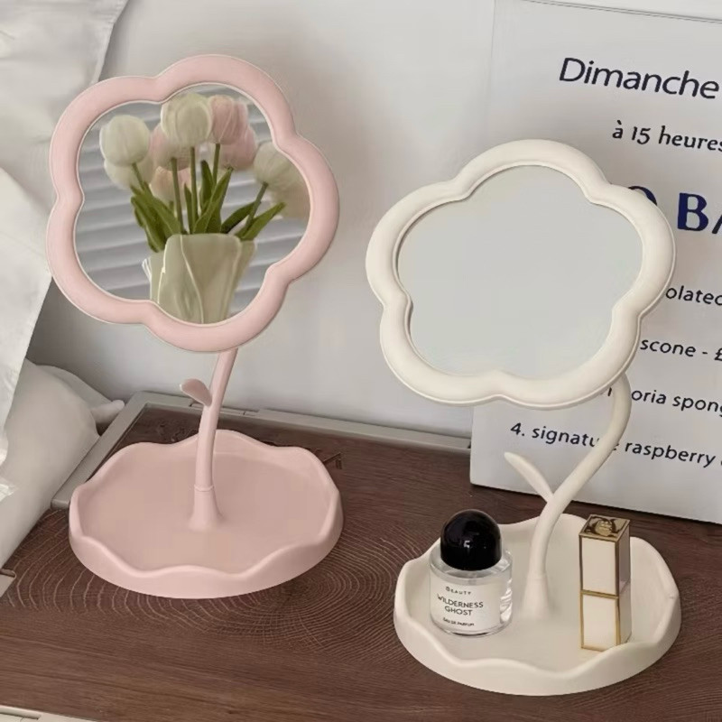 Jual Cermin Bunga Standing Mirror Makeup Rotating / Cermin Aesthetic ...