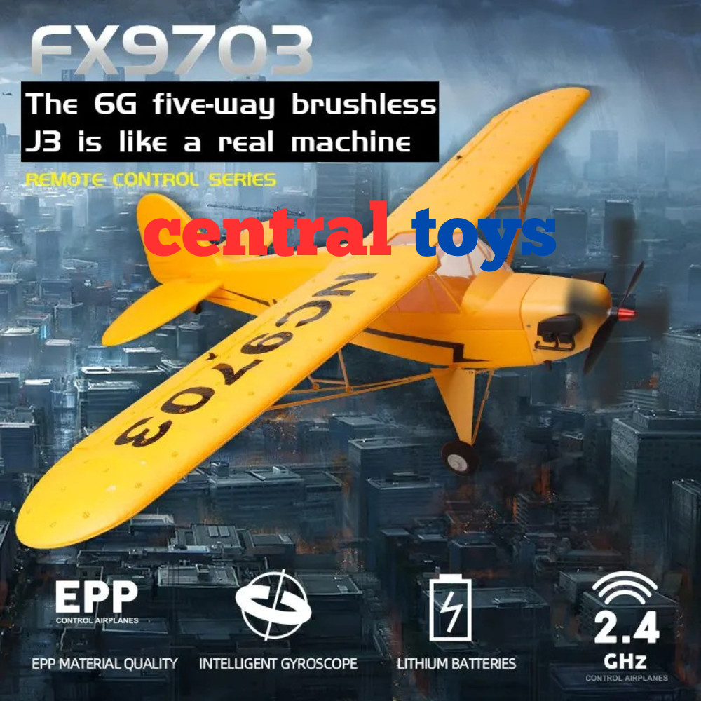 Jual FX9703 pesawat rc brushless 5CH J3 piper fixed wing glider rc ...