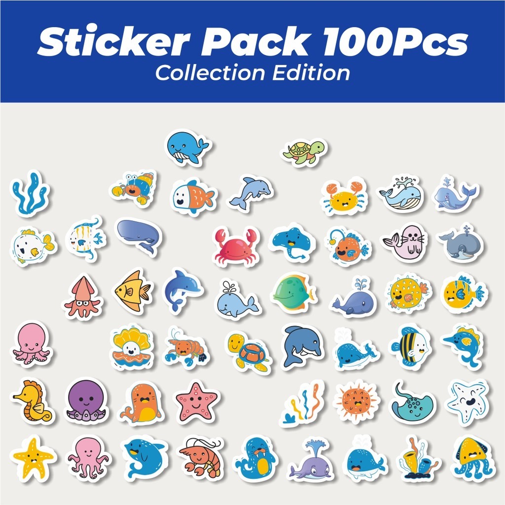 Jual Hot Stiker Cartoon Marine Animal Baby [Kartun Bayi Hewan Laut ...