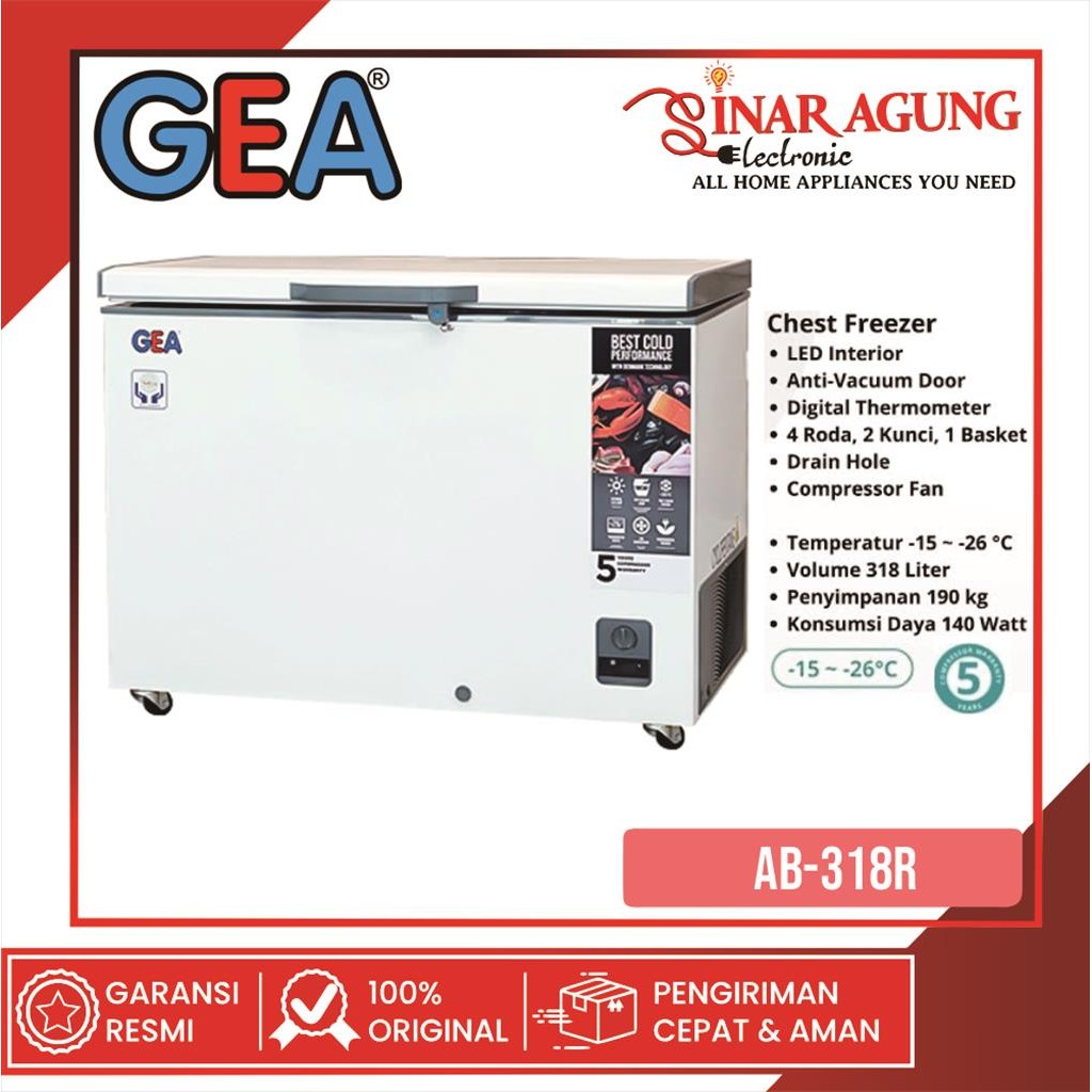 Jual GEA AB-318R CHEST FREEZER 318 LITER DIGITAL TERMOMETER - GARANSI ...