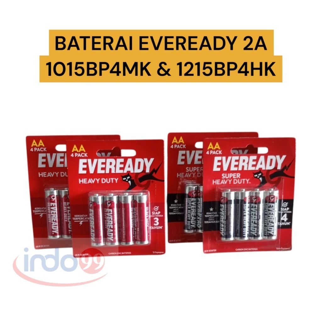 Jual BATERAI 2A EVEREADY 1015BP4MK/1215BP4HK/ CARBON ZINC SUPER HEAVY ...
