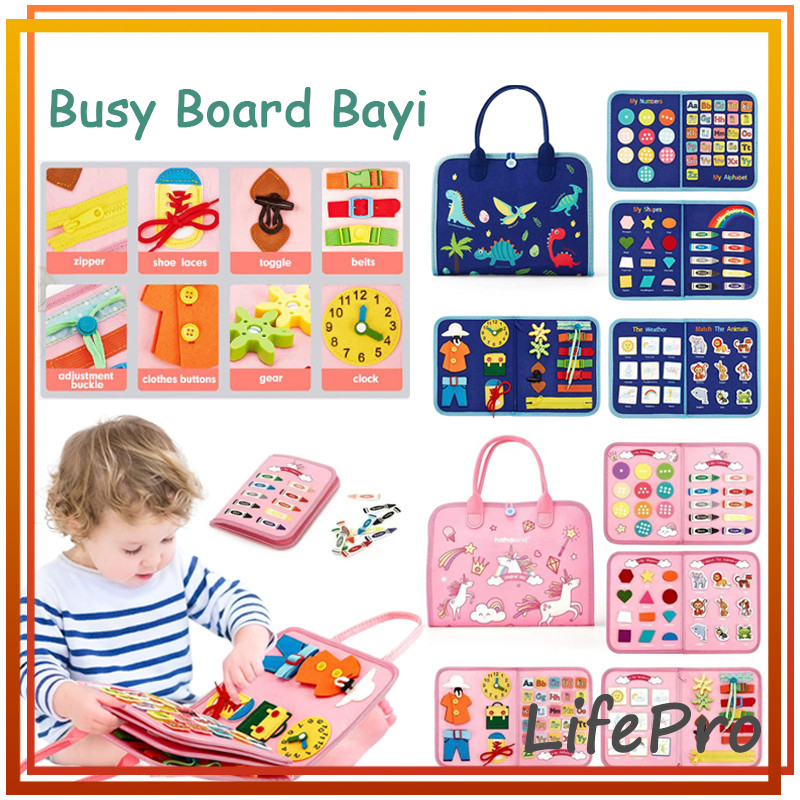 Jual 8 Halaman Mainan Montessori Papan Busy Board Untuk Perkembangan ...