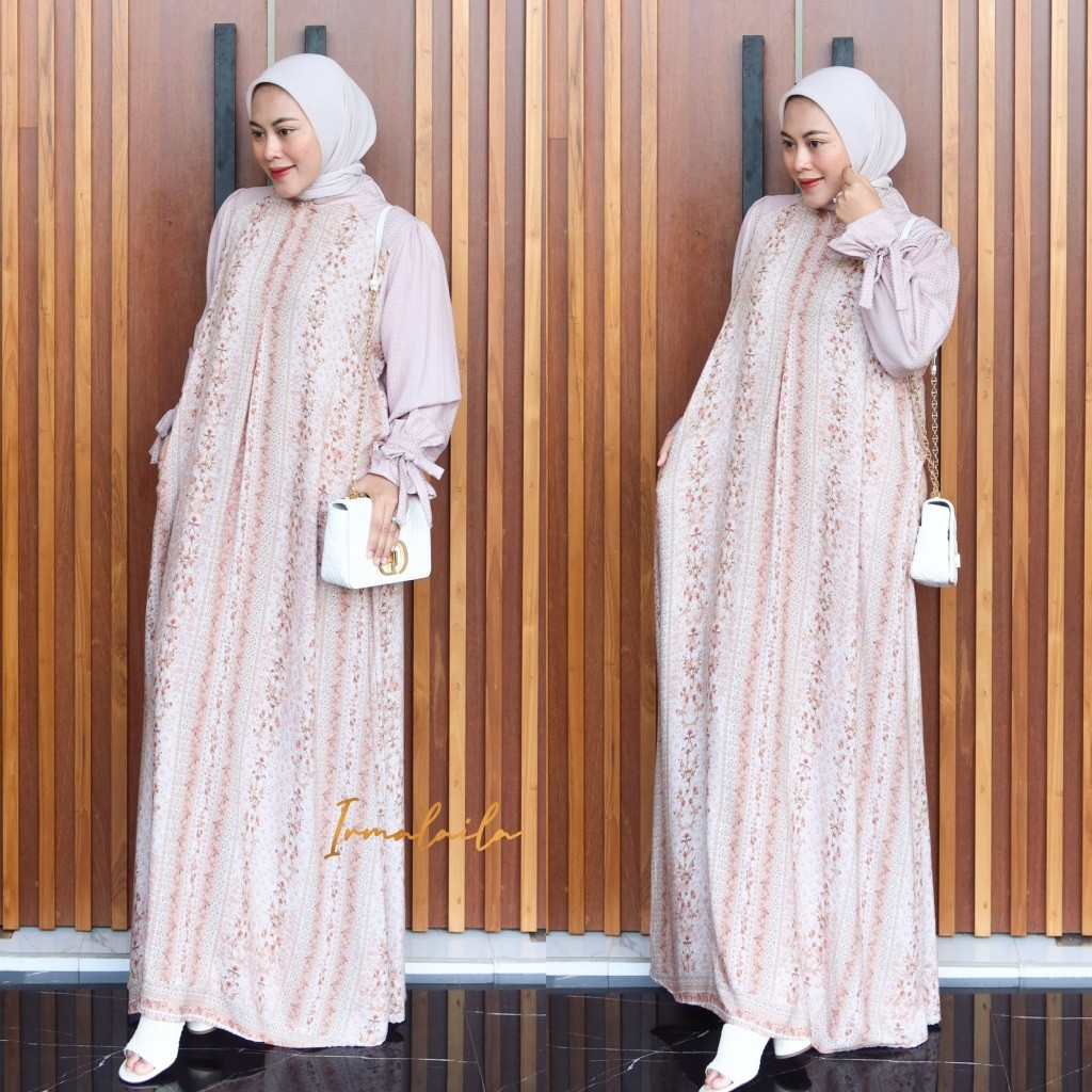 Jual fashion wanita - Ellena Dress Gamis Wanita Rayon Motif Mix Rayon ...