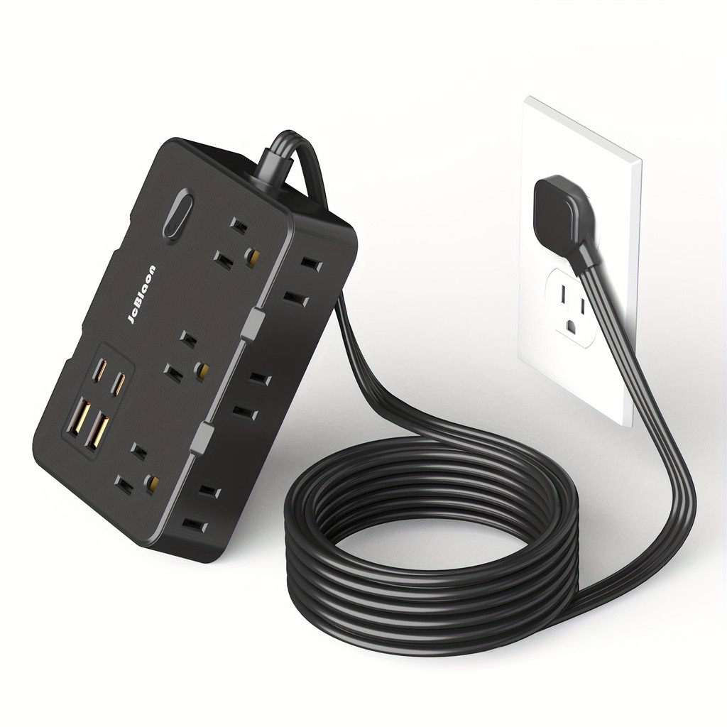 Jual Ultra Thin Flat Plug Extension Cord with 4 USB Ports(2 USB C), 5ft ...