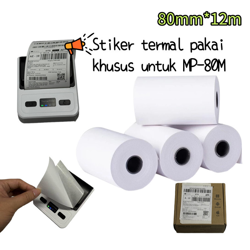 Jual Kertas Thermal Label Stiker Continues 80mm x 12 Meter / Kertas ...