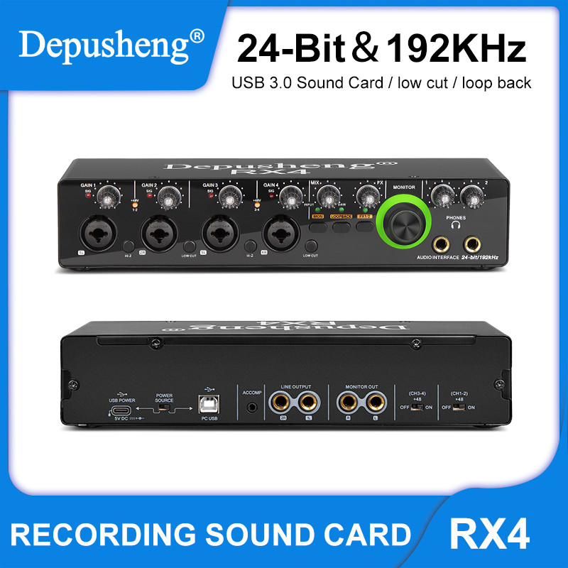 Jual Audio Interface Professional Sound Card 4 in 2 out Depusheng RX4 ...