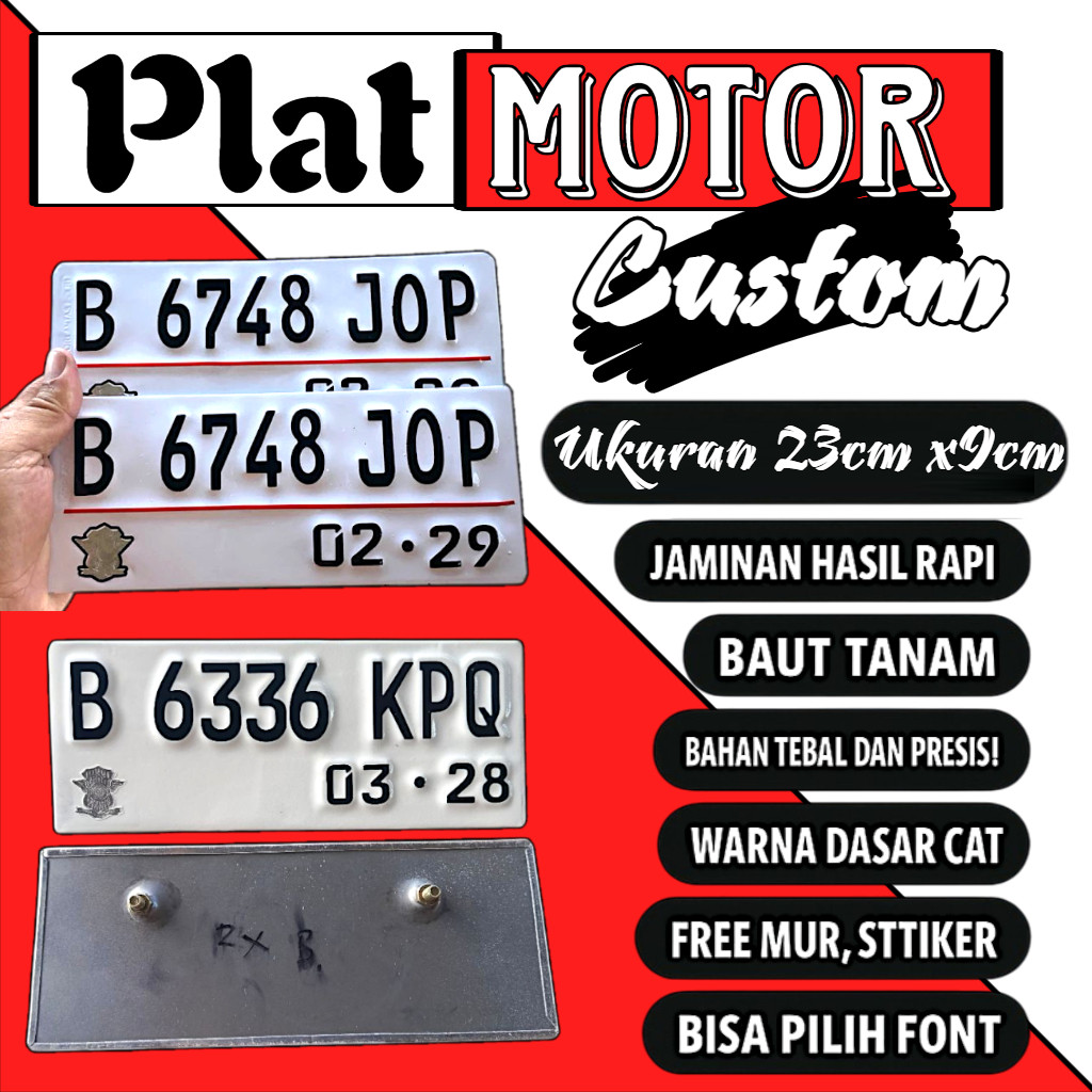 Jual Plat motor custom warna putih satu pasang plat motor variasi warna ...