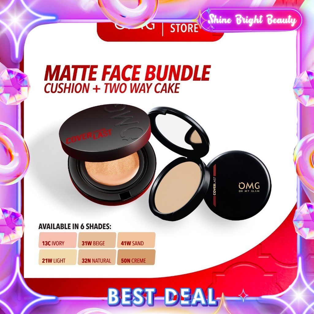 Jual OMG Oh My Glam Glow Matte Face Bundle : Cushion + Two Way Cake - Poreles Cushion Dewy ...