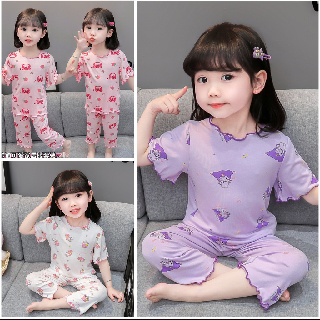 Jual Setelan Piyama Baju Tidur Celana Panjang 3/4 Kuromi Melody Lotso ...