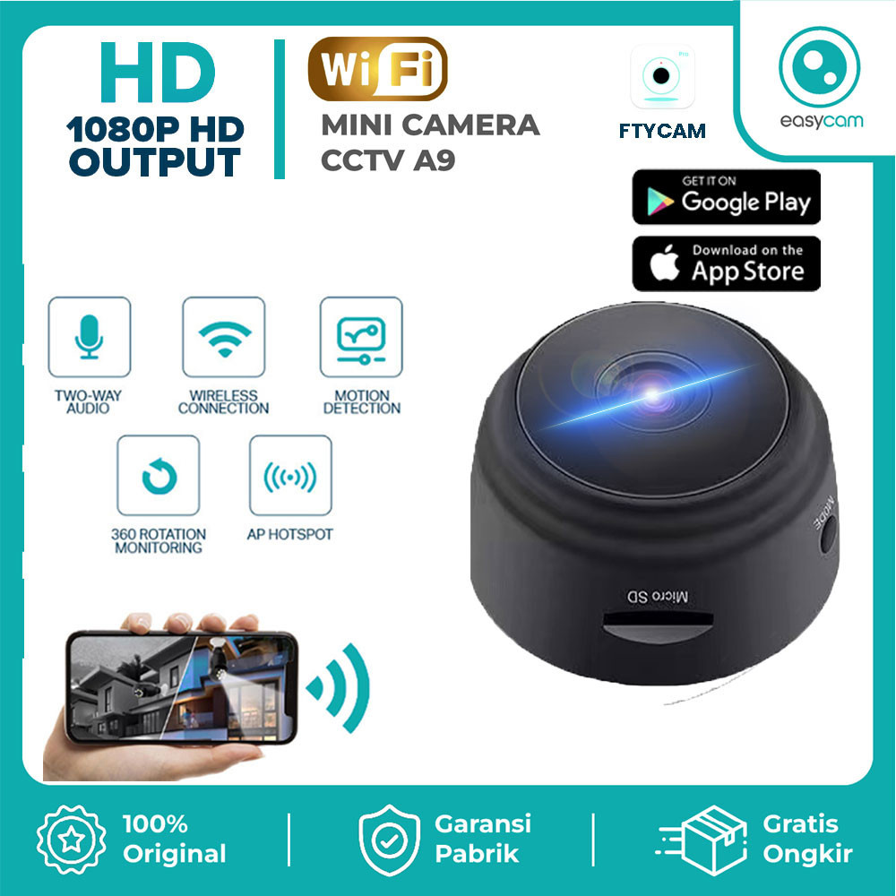 Jual [ Fty Cam ] CCTV Wireless A9 Mini Smart Camera Wifi HD 720P Micro ...