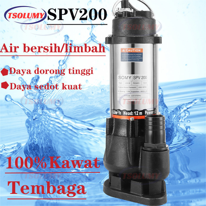 Jual Pompa Celup Air Kotor 200W Stainless Submersible Pump 1.5inch ...