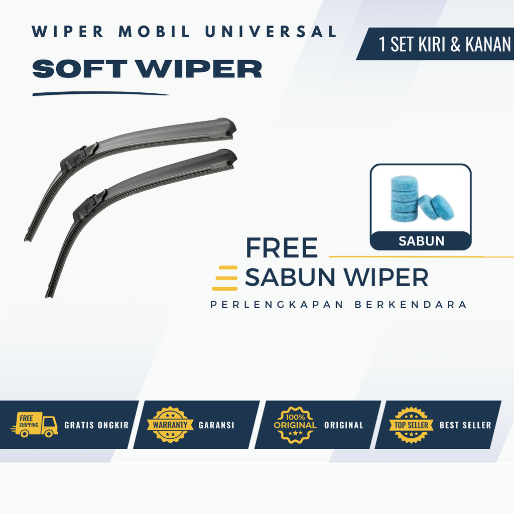 Jual Paket Wiper Mobil Frameless Sepasang Kiri Dan Kanan Tanpa Rangka