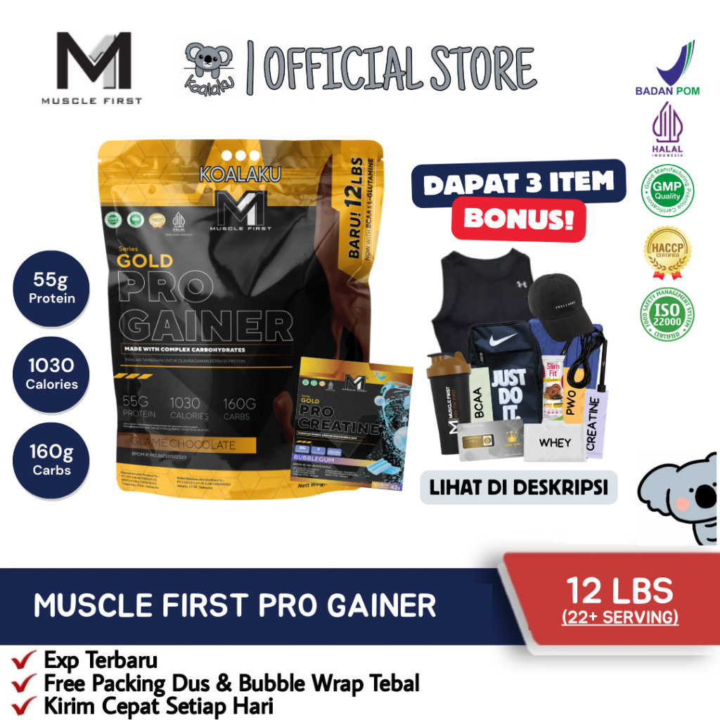 Jual Muscle First Gold Pro Mass Gainer 12 lbs 5.4 kg Susu Protein Gym ...
