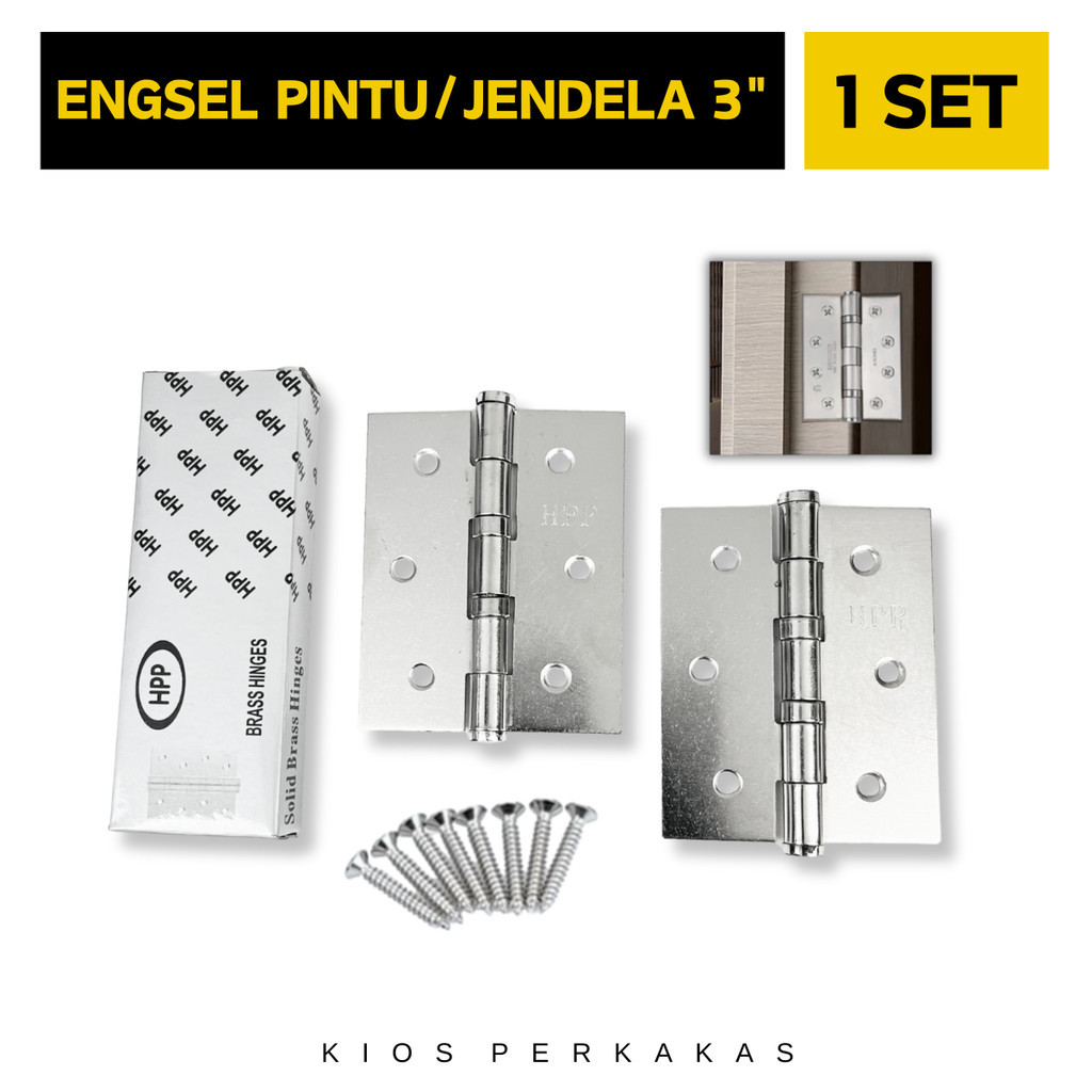 Jual HPP Engsel Pintu/Jendela Silver Panjang 3" Inch Engsel Stainless ...
