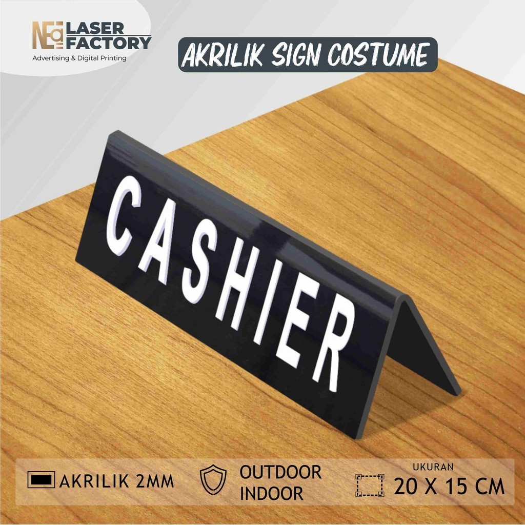 Jual Kasir Table Sign Tulisan Acrylic Papan Meja Tent Card Akrilik Tag ...