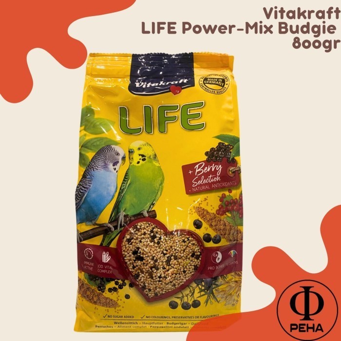 Jual vitakraft LIFE Power-Mix Budgie 800gr pakan burung parkit 800 gram ...